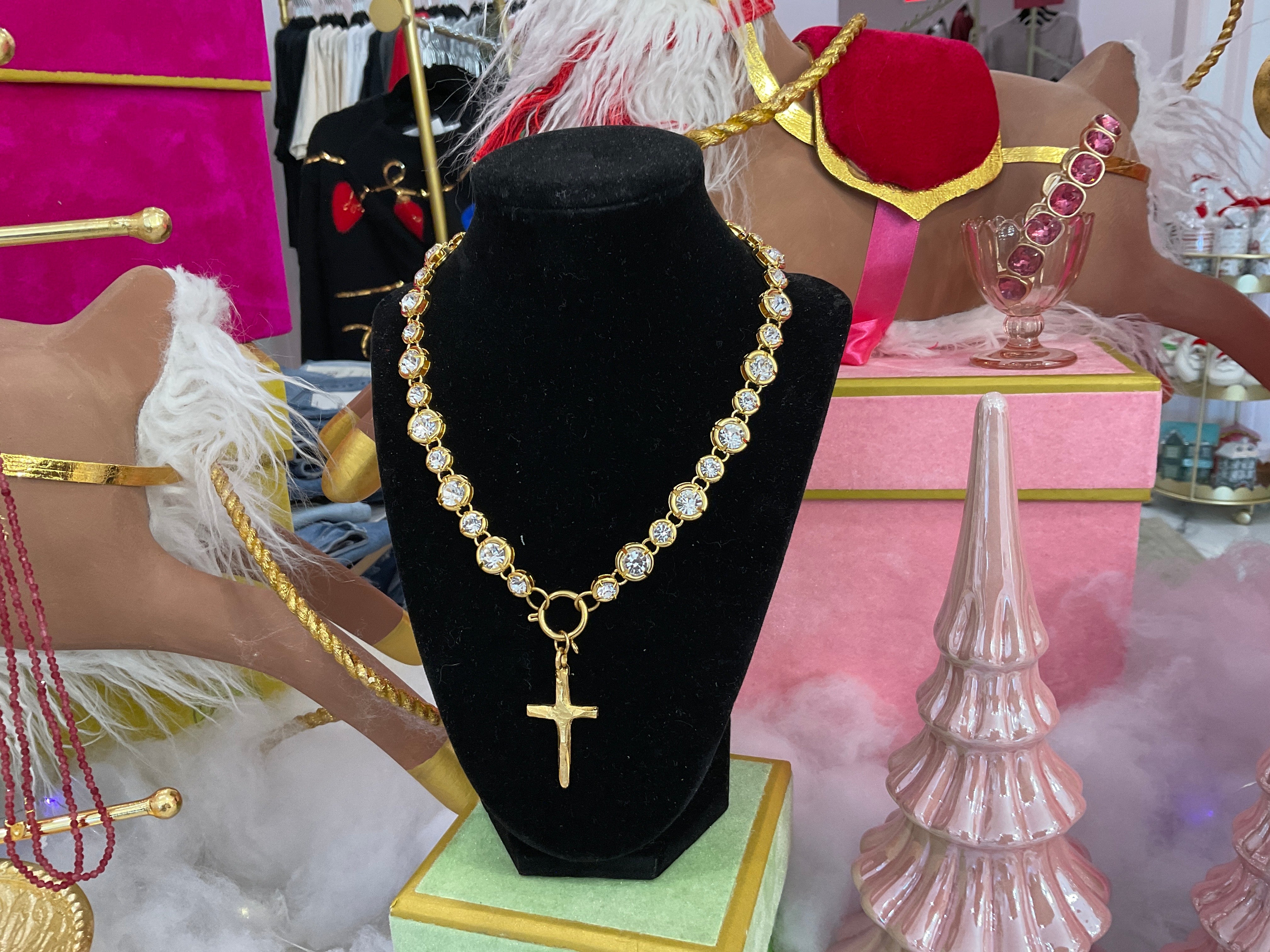Crossed & Jeweled Necklace – Natalie Grace